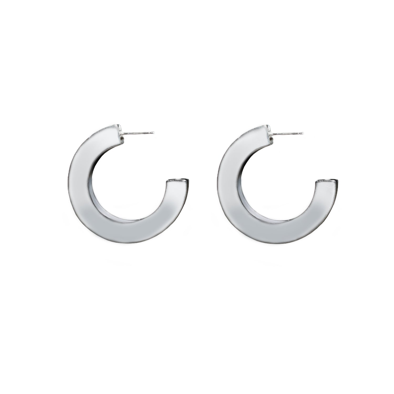 Large Beam Hoop Earrings - 935 Silver